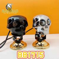 China Aluminum Skull 12V 2 Eyes White Yellow Dual Color Flash Silvery Black For Motorcycle Mini Driving Light for sale