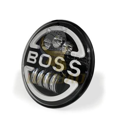 China 7 Inch BOSS Metal Round White Yellow Dual Color Auto Lighting System for Harley Davidson Led Headlights for Bike 70 Led Light for sale