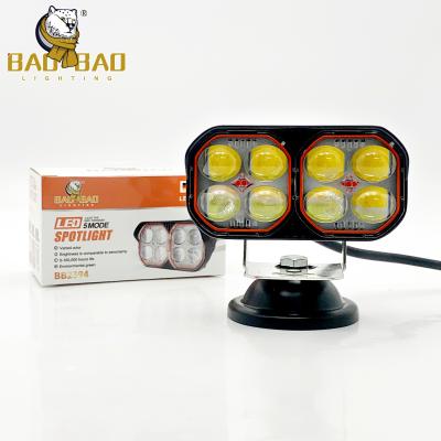 China 9-85V Red Devil Eyes 8 Eyes White Yellow Dual Color Aluminum Mini Driving Lights for Motorcycle Headlight Fog Lights for Bike for sale