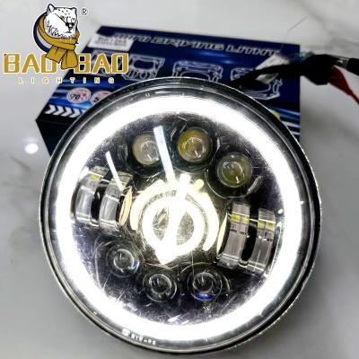 China 7 Inch White Yellow Motorcycle LED Headlight 12V Waterproof IP67 for sale