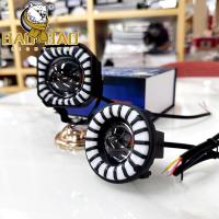 China Motorcycle LED Headlight White Yellow RGB Metal Mini Driving Light for sale