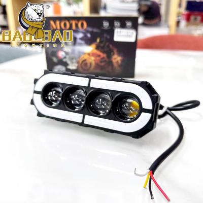 China Motorcycle LED Fog Light 4 Lens White Yellow Aluminum for sale