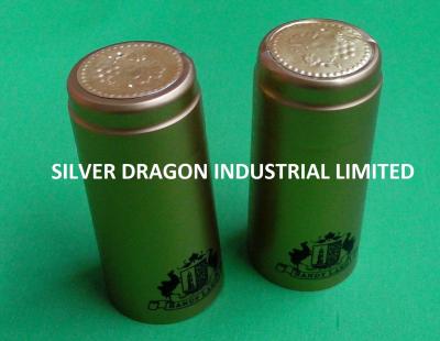 China PVC SHRINKABLE NECK WRAP WITH TOP COVER, LOGO PRINTED ON THE SKIRT for sale