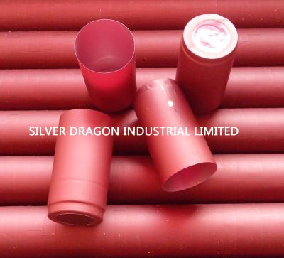 China Burgundy PVC Shrinkable cap seals, size 34mm x 66mm for sale