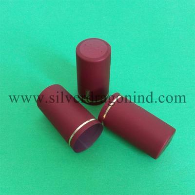 China Burgundy PVC shrink wine capsule with logo hot stamping on skirt for sale