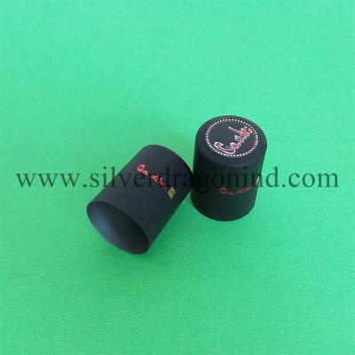 China High Quality Matt Black PVC shrink wine capsule with logo printed on top and skirt for sale