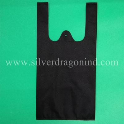 China 30gsm smallest non woven T-shirt shopping bag in black colors for sale