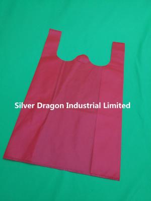 China Non-woven singlet bags, non woven shopping bags, red, 30*14*50cm*50gsm for sale