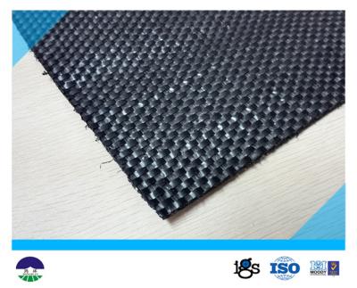 China Black Woven Geotextile Reinforcement Fabric 390g/m² with 87kN/m Tensile Strength for Civil Engineering for sale