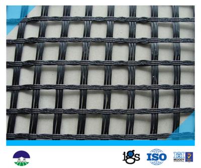 China 80kN/m Black Fiberglass Geogrid for Retaining Walls - 25.4mm Grid Size, 1-6m Width Options for sale