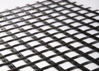 China 80KN/M Black Fiberglass Geogrid with 25.4mm Grid for Soil Reinforcement and Retaining Walls for sale