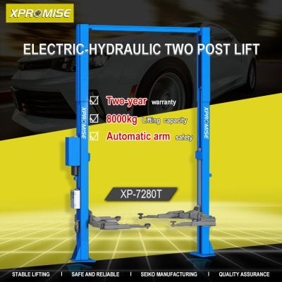 China 8000kg Cheap 2 Post Car Lift Hydraulic Auto Car Hoist 5850mm Height for sale