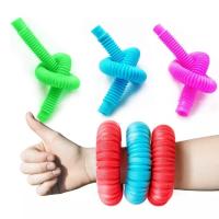 China Colorful DIY Building Plastic Pipe Fidget Toy Sensory Tools Pop Tubes for sale