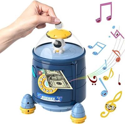 China Kids ABS Rocket Piggy Bank 7x8x9 Inch Pink Blue Educational Coin Bank for sale