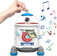 China Kids ABS Rocket Piggy Bank 7x8x9 Inch Pink Blue Educational Coin Bank for sale