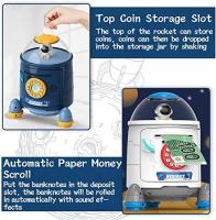 China Kids ABS Rocket Piggy Bank 7x8x9 Inch Pink Blue Educational Coin Bank for sale