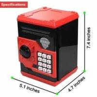 China Kids ABS ATM Piggy Bank Red Black Coin Coupon Saver 200ml Capacity for sale