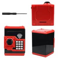 China Kids ABS ATM Piggy Bank Red Black Coin Coupon Saver 200ml Capacity for sale