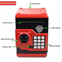 China Kids ABS ATM Piggy Bank Red Black Coin Coupon Saver 200ml Capacity for sale