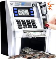 China Silver ABS ATM Piggy Bank 35x30x25cm for Kids Playing and Storage for sale