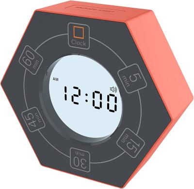 China Hexagonal Rotating Productivity Pomodoro Timer with Clock 5 15 30 45 60 Minute Presets ADHD Children for sale