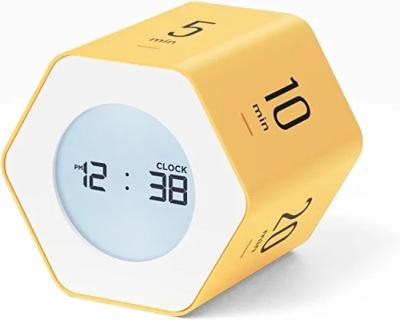 China Hexagonal Yellow Digital Clock Timer Backlit 12/24H Mode 6 Preset Times for sale