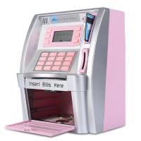 China Digital Password Piggy Bank ABS Pink Silver Coin Counting Money Saving Box with Auto Bill Slot for Kids for sale