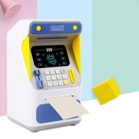 China Kids Educational ATM Piggy Bank Blue Electronic Safe with Auto Scroll and Digital Counting 26.5cm for sale