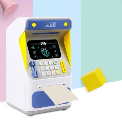 China Kids Educational ATM Piggy Bank Blue Electronic Safe with Auto Scroll and Digital Counting 26.5cm for sale