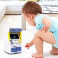 China Kids Educational ATM Piggy Bank Blue Electronic Safe with Auto Scroll and Digital Counting 26.5cm for sale