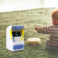 China Kids Educational ATM Piggy Bank Blue Electronic Safe with Auto Scroll and Digital Counting 26.5cm for sale