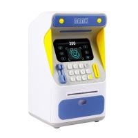 China Kids Educational ATM Piggy Bank Blue Electronic Safe with Auto Scroll and Digital Counting 26.5cm for sale