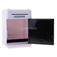 China Kids Educational ATM Piggy Bank Blue Mini Electronic Safe with Password and Auto Scroll Music for sale