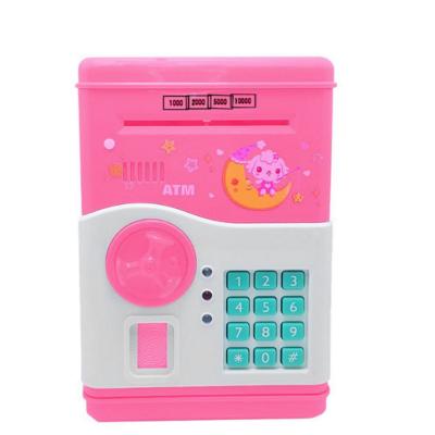 China Kids Electronic ATM Piggy Bank Blue 3+ Password Lock Simulated Fingerprint Scanner Coin Note Deposit for sale