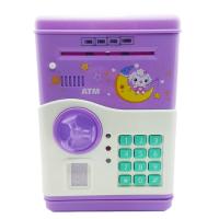 China Kids Electronic ATM Piggy Bank Blue 3+ Password Lock Simulated Fingerprint Scanner Coin Note Deposit for sale