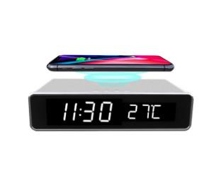 China Qi Standard ABS Portable Wireless Mobile Charger 10W with Alarm Clock for sale