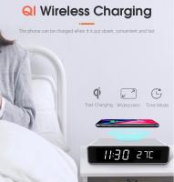 China Qi Standard ABS Portable Wireless Mobile Charger 10W with Alarm Clock for sale