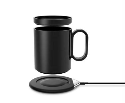 China Kingda 350ml Wireless Charger Mug Warmer 10W Fast Charging Portable Coffee Cup Heater for sale