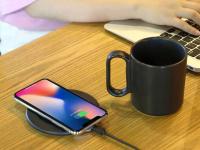 China Kingda 350ml Wireless Charger Mug Warmer 10W Fast Charging Portable Coffee Cup Heater for sale
