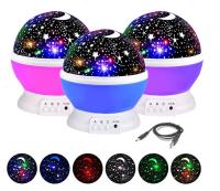 China 360 Degree Auto Rotating LED Projector Night Light 3xAAA battery for sale