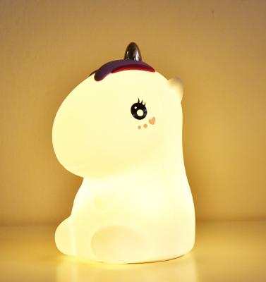 China 1200mA Rechargeable Silicone Unicorn LED Night Light DC5V 7 Color Bedroom Decoration for sale