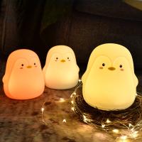 China Penguin Silicone Tabletop Night Light Lamp 0.8w Soft Warm Light for sale