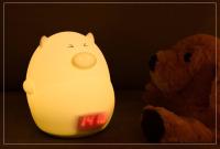 China 7 Colors Silicone Pig Clock Lamp with 1200mAh Rechargeable Battery for sale