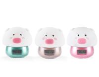 China Kids Alarm Clock with LCD Display 50000h Battery Life 450g Intelligent Pig Design Silicone for sale