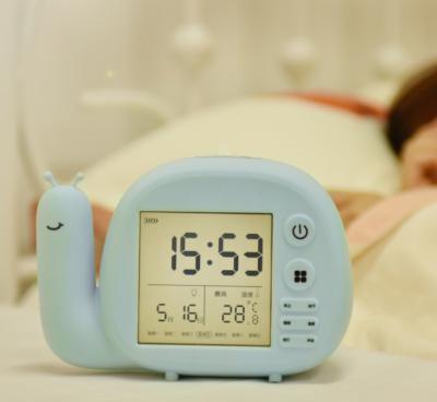 China Kingda ABS Silicone Kids Alarm Clock , Portable DC 5V Digital Night Light Clock for sale