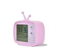 China TV Shaped Kids Alarm Clock Multifunctional 316g ABS Silicone Glass Desktop Clock for sale