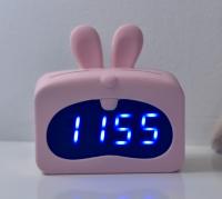 China Sound Control Bunny Alarm Clock Portable Travel 10.3x4.7x9.9cm USB Powered for sale