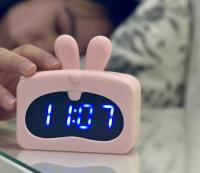 China Sound Control Bunny Alarm Clock Portable Travel 10.3x4.7x9.9cm USB Powered for sale