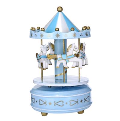 China Merry Go Round Plastic Music Box Turntable 18x11x11 cm Hand Painted No Battery for sale