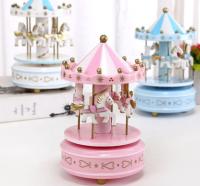 China Merry Go Round Plastic Music Box Turntable 18x11x11 cm Hand Painted No Battery for sale
